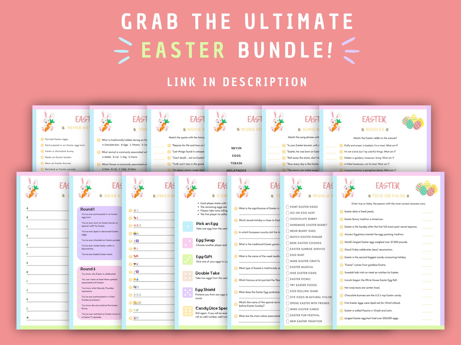 Easter Emoji Pictionary Game | Instant Download Printable | Decode ...