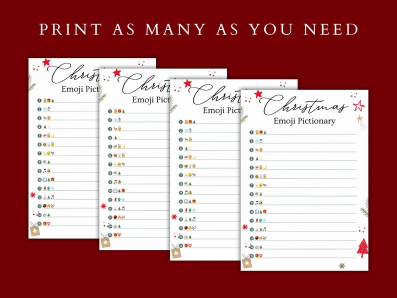 Christmas Emoji Pictionary Game, Printable Holiday Guessing Game ...