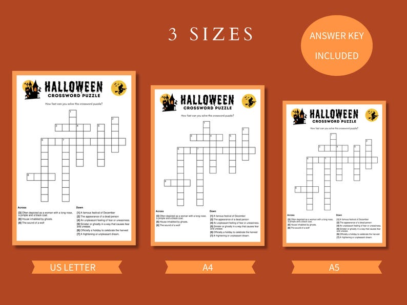 Printable Halloween Crossword Puzzle Game | Family Trivia Game ...