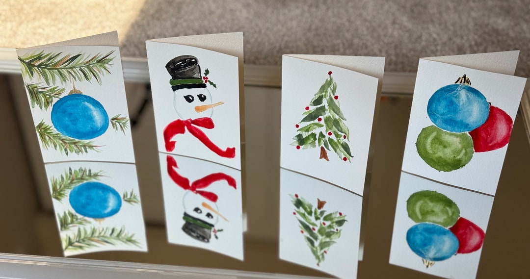 Handpainted Cards Watercolor Cards Christmas Cards Winter Cards - Etsy