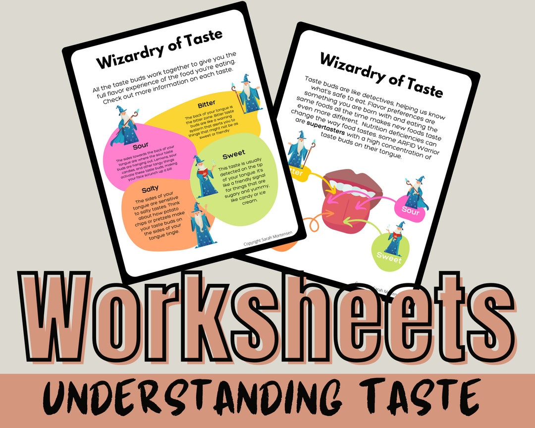 Understanding Taste Worksheets - Etsy