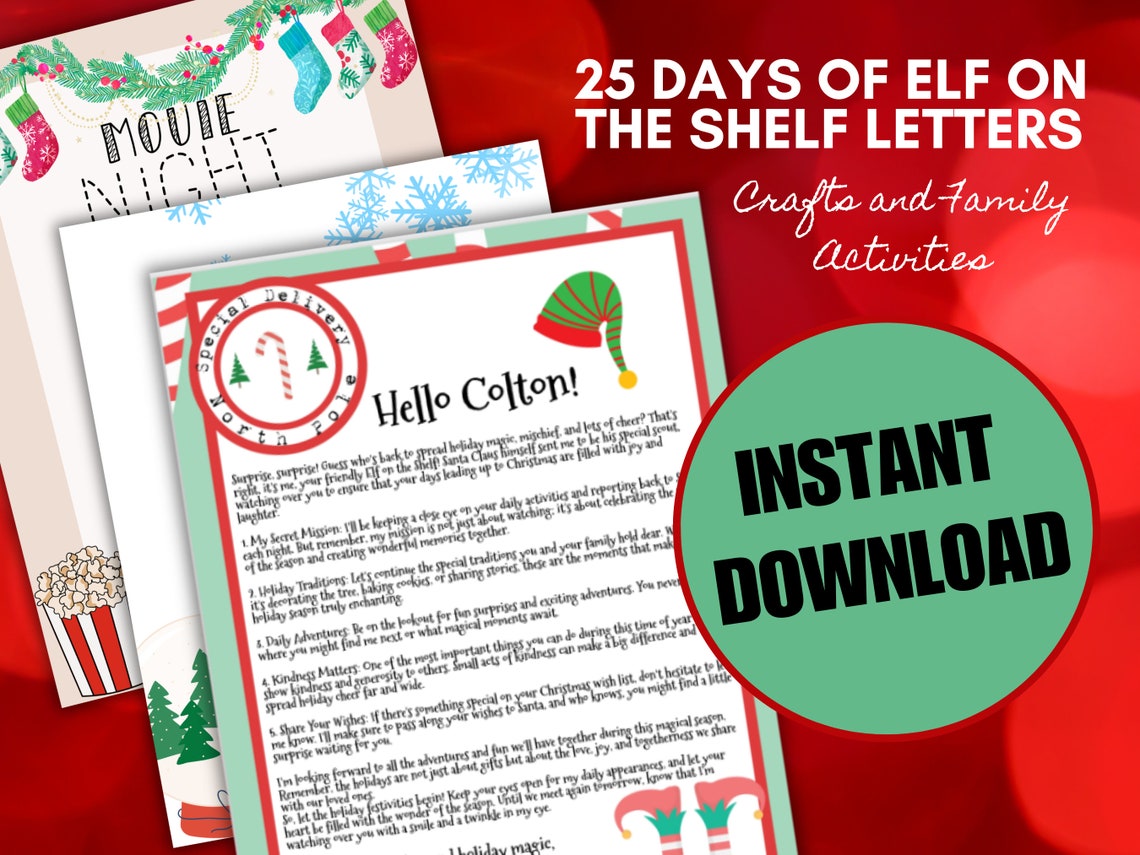 Elf Letters to Kids for 25 Days of Fun, Activities, Crafts, and Treats ...