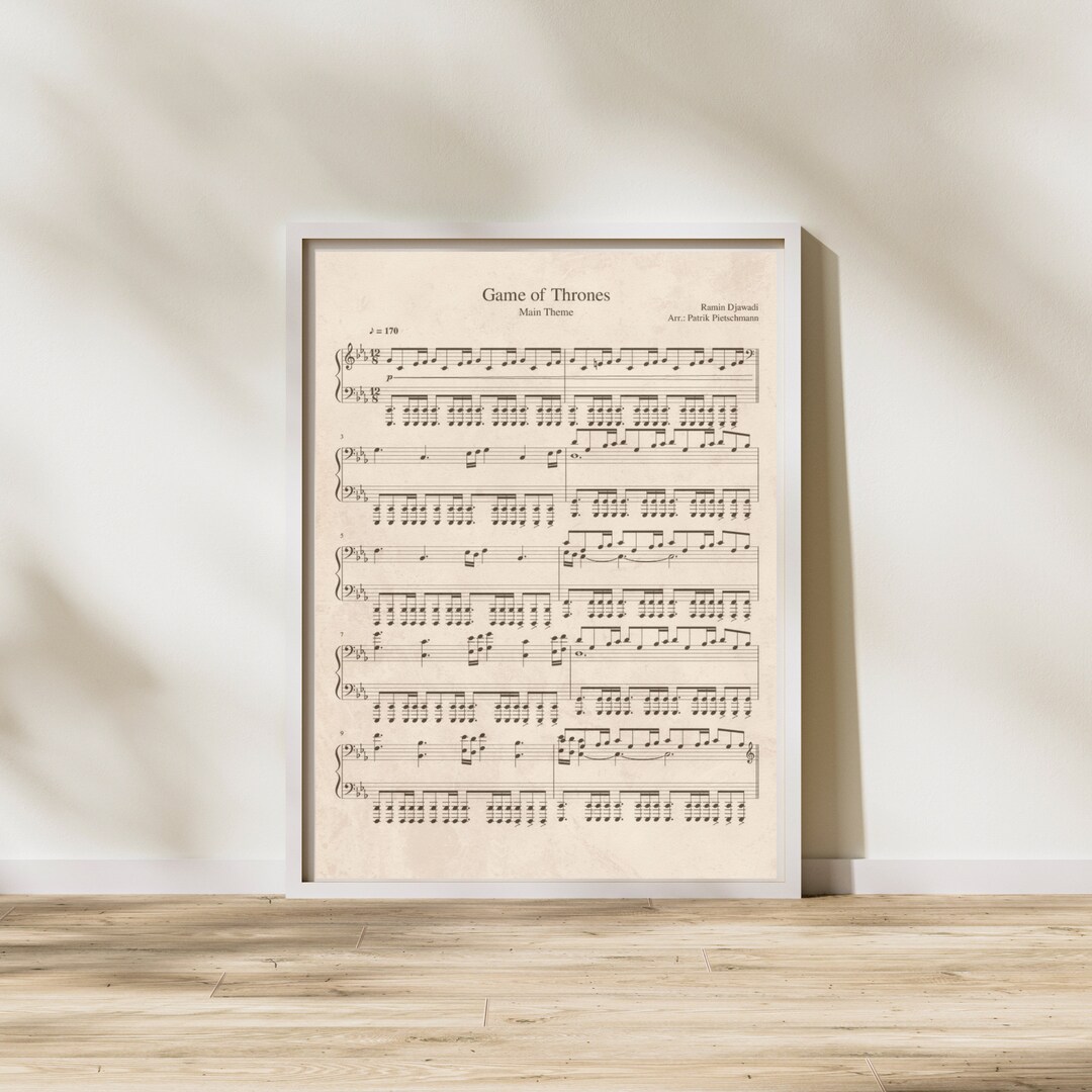 Game of Thrones Theme | Vintage Sheet Music | Game of Thrones Score ...