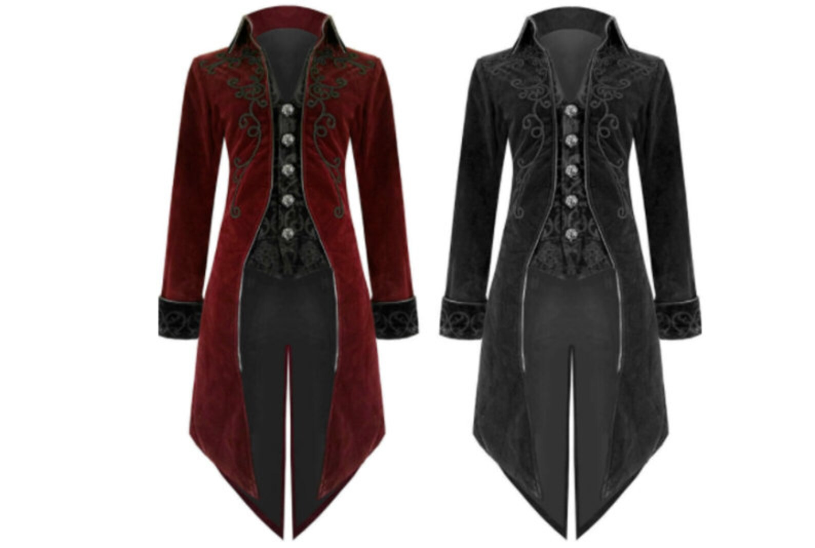 Men's Tailcoat Gothic Velvet Jacket Black & Maroon - Etsy