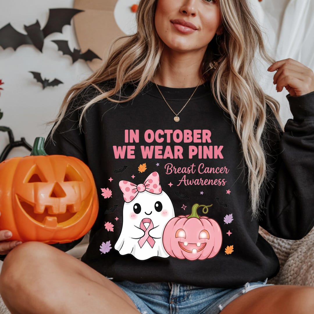 Breast Cancer Png, Halloween Ghost PNG - Pink Ribbon Sublimation ...