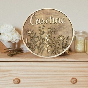 Personalized Floral Baby Name Sign Custom Wooden Nursery Decor Baby ...