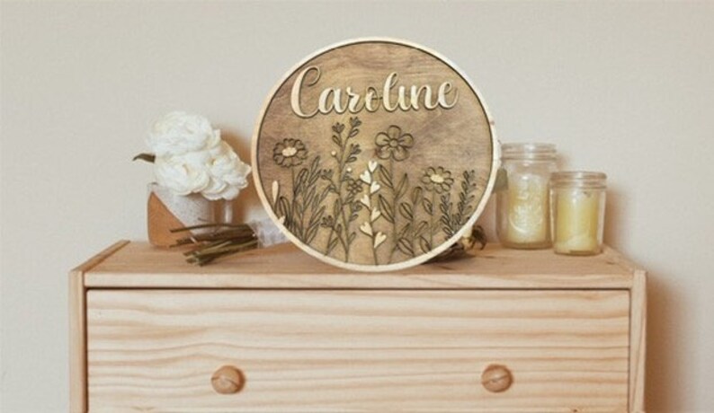 Personalized Floral Baby Name Sign Custom Wooden Nursery Decor Baby ...