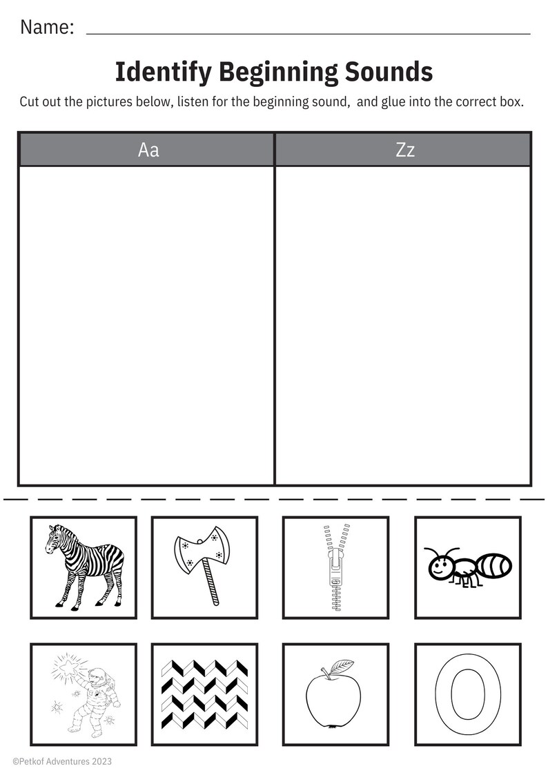 Alphabet Sounds Cut and Paste - Etsy