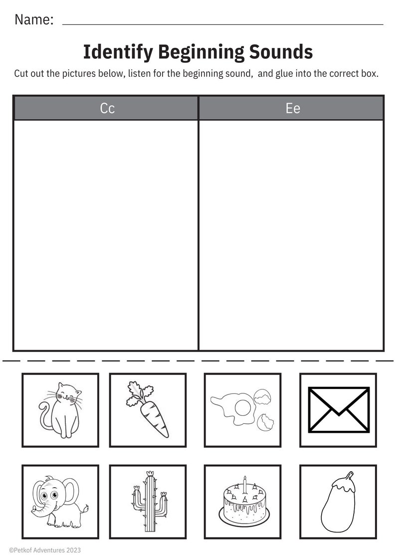 Alphabet Sounds Cut and Paste - Etsy