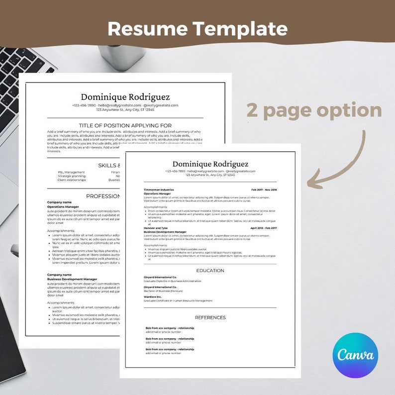 Minimal, Simple Resume Cover Letter Template, Canva Template, Resume ...