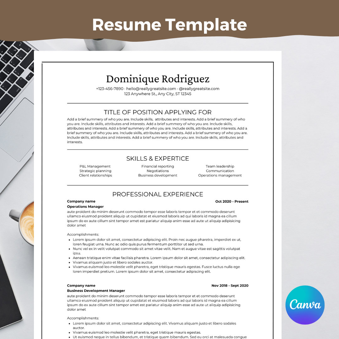 Minimal, Simple Resume Cover Letter Template, Canva Template, Resume ...