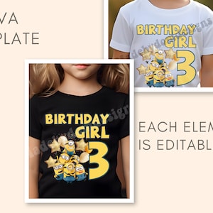 Minion Birthday Svg, Canva Template Editable, Birthday Shirt, Minion ...
