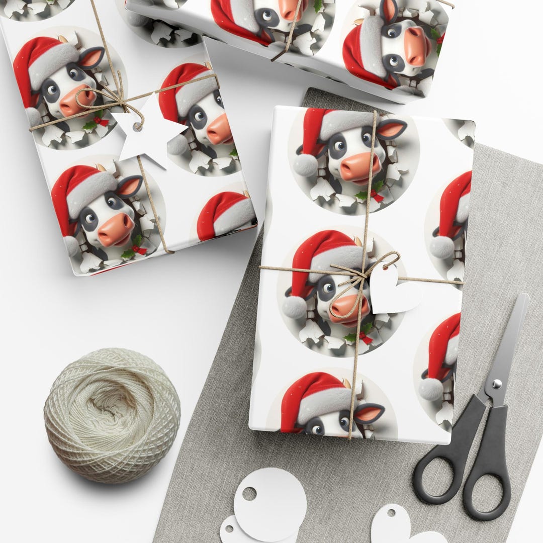Cow-themed Wrapping Paper, Novelty Gift Wrap for Christmas ...