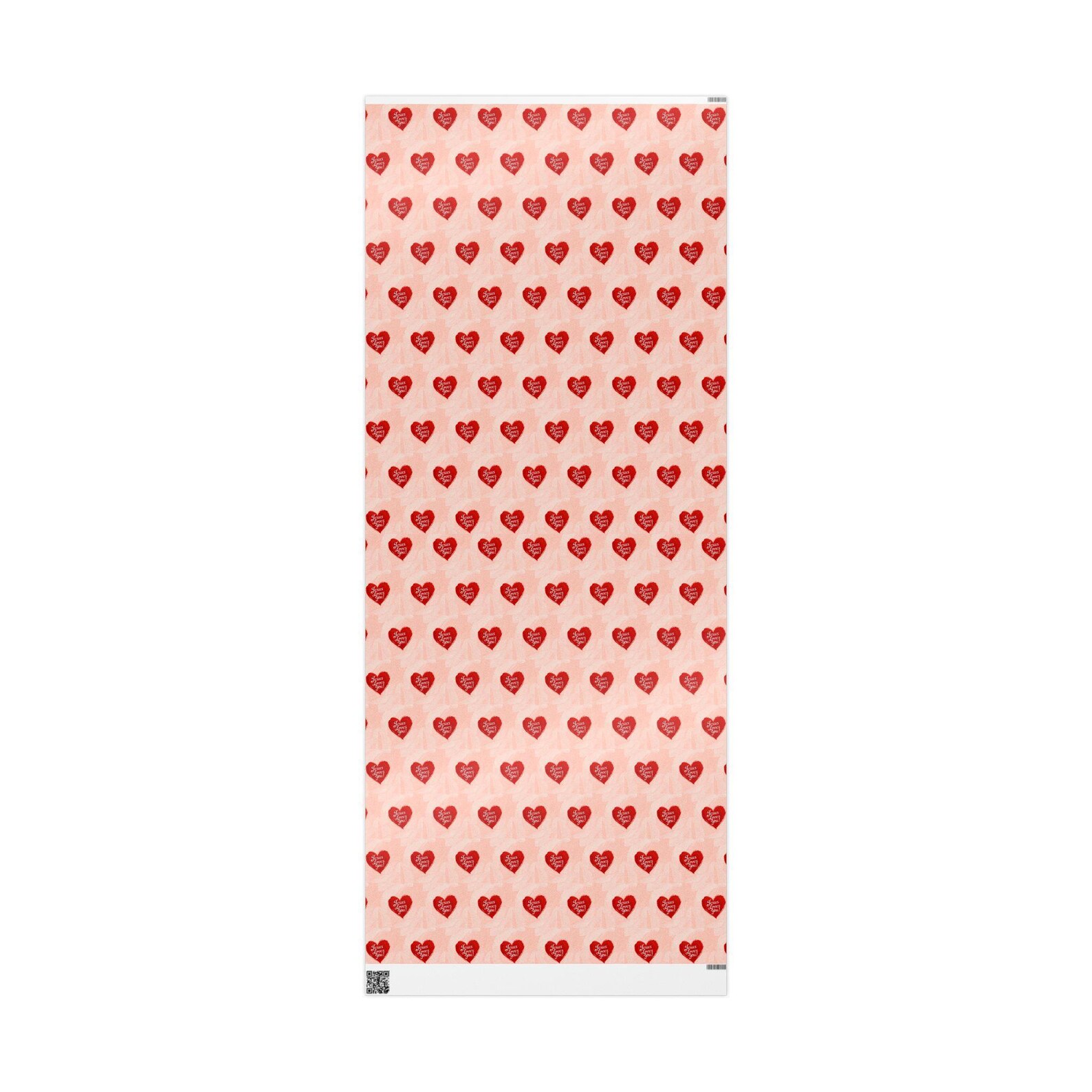 Religious Light Red Gift Wrapping Paper With Hearts - 'jesus Loves You ...