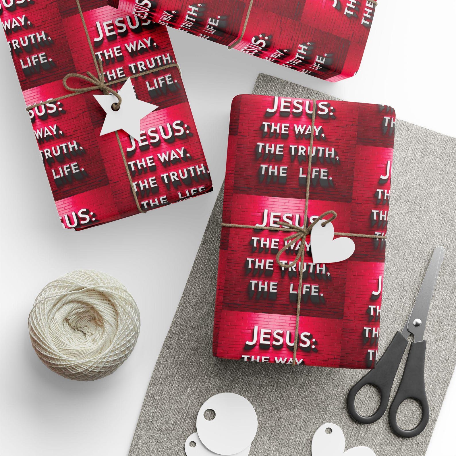 Dark Red Gift Wrapping Paper With Brick Background - 'jesus, the Way ...