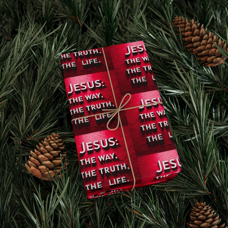 Dark Red Gift Wrapping Paper With Brick Background 'jesus, the Way, the ...