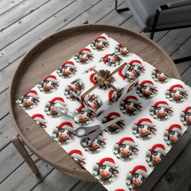 Cow-themed Wrapping Paper, Novelty Gift Wrap for Christmas ...