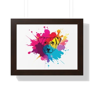Vibrant Watercolor Dog Art Print - Framed Horizontal Poster - Etsy
