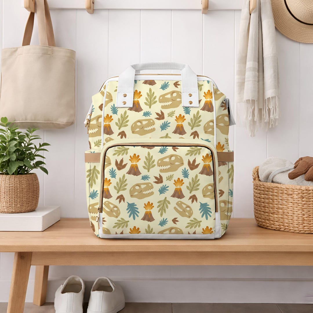 Dinosaur Fossil Pattern Diaper Backpack | Dino Print Baby Bag - Etsy