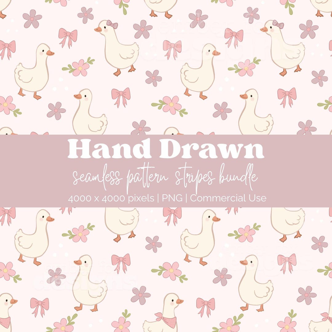 Floral Goose Seamless Pattern | Bows, Flowers, and Geese Designs ...