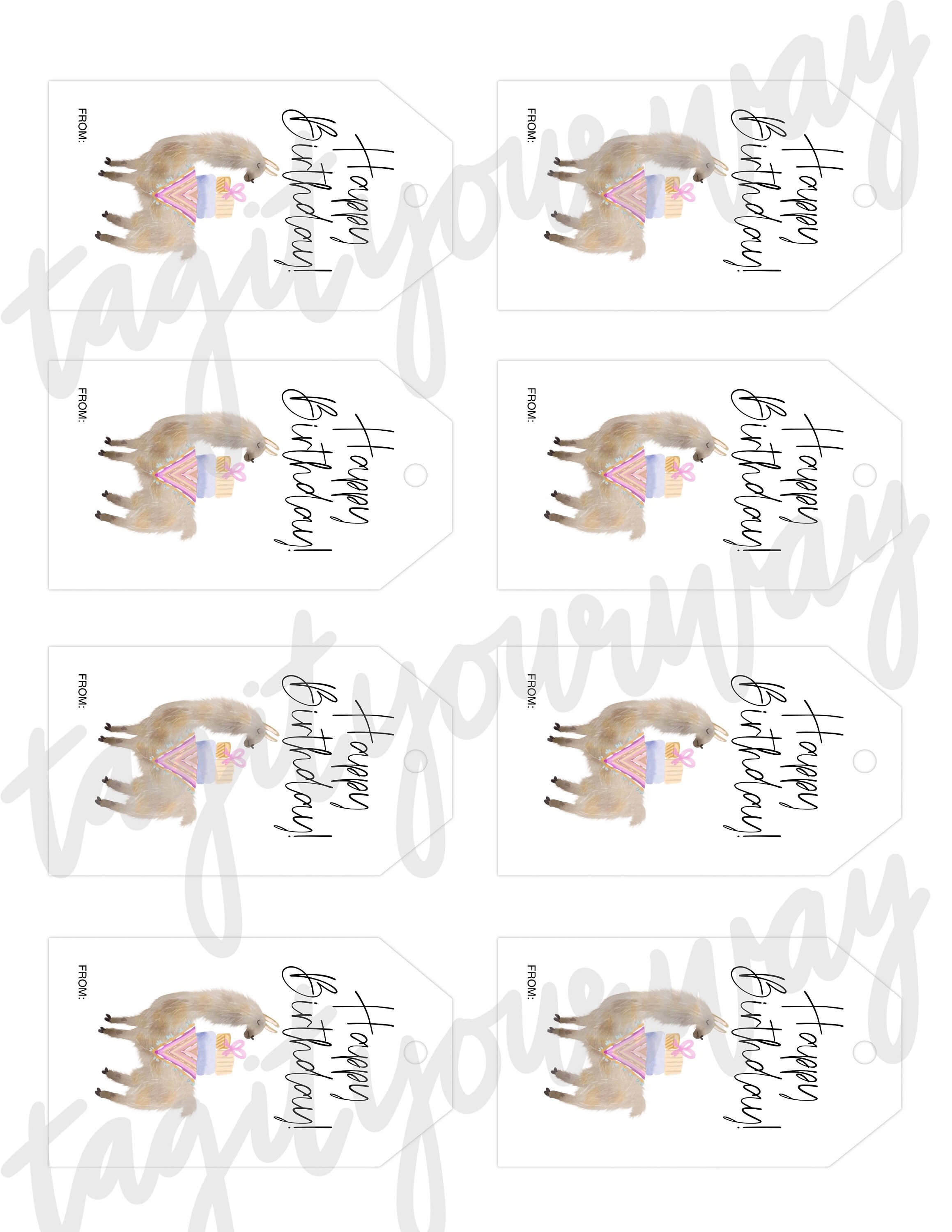 Printable Birthday Gift Tags With Cute Llama Drawing - Etsy