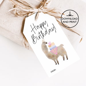 Printable Birthday Gift Tags With Cute Llama Drawing - Etsy
