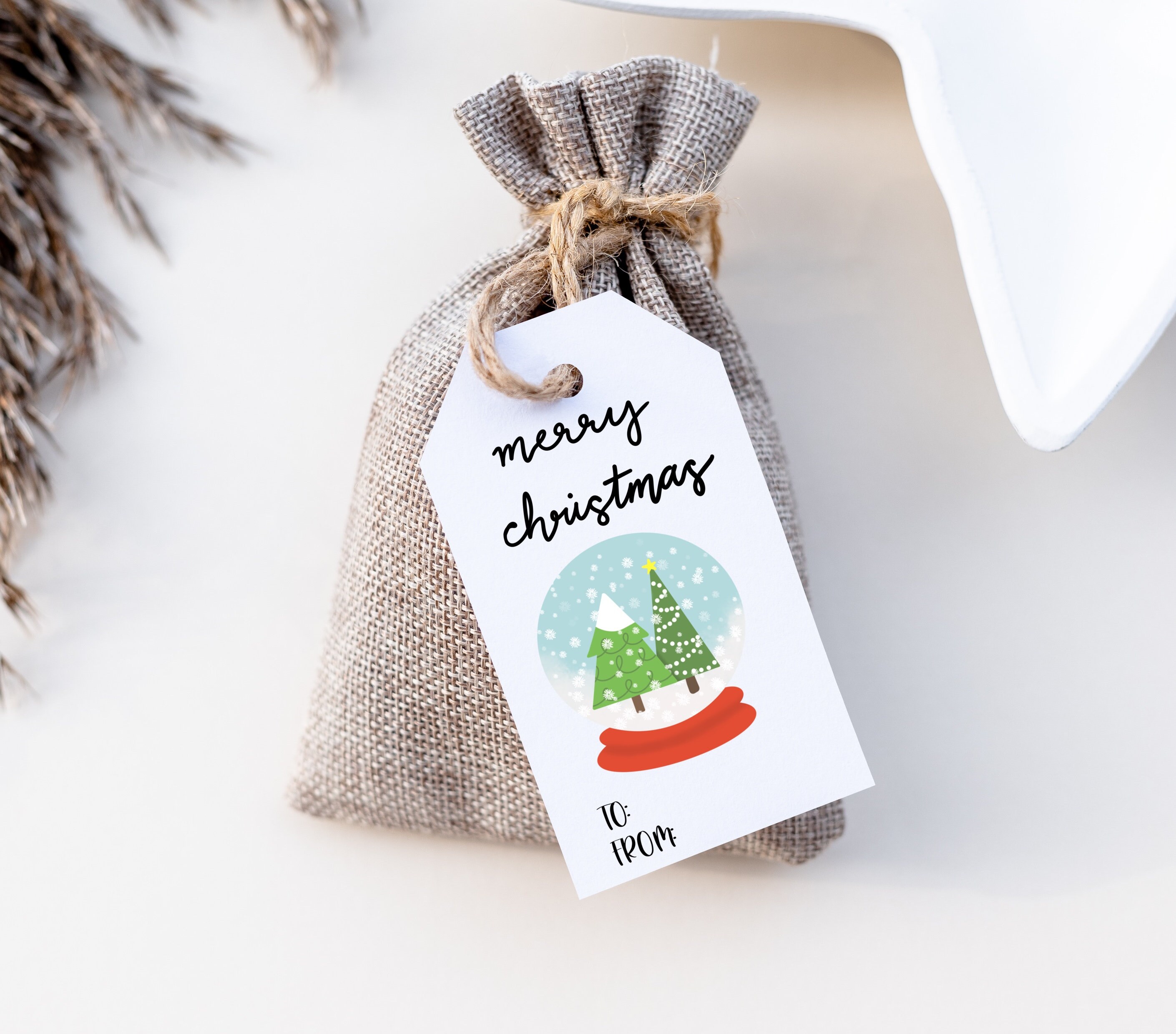 Printable Snow Globe Christmas Gift Tags | Holiday Favor Labels (PDF ...