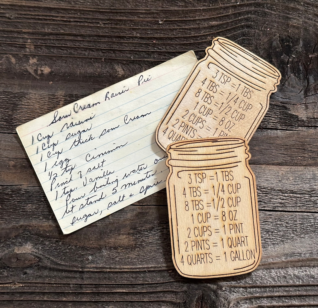 Mason Jar Kitchen Measurement Magnet: Laser Cut Conversion Chart - Etsy