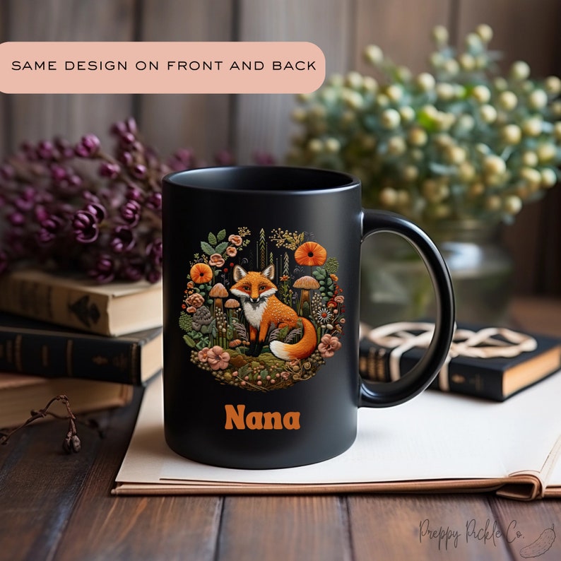 Personalized Red Fox Cottagecore Ceramic Coffee Mug, Handmade Mushroom ...