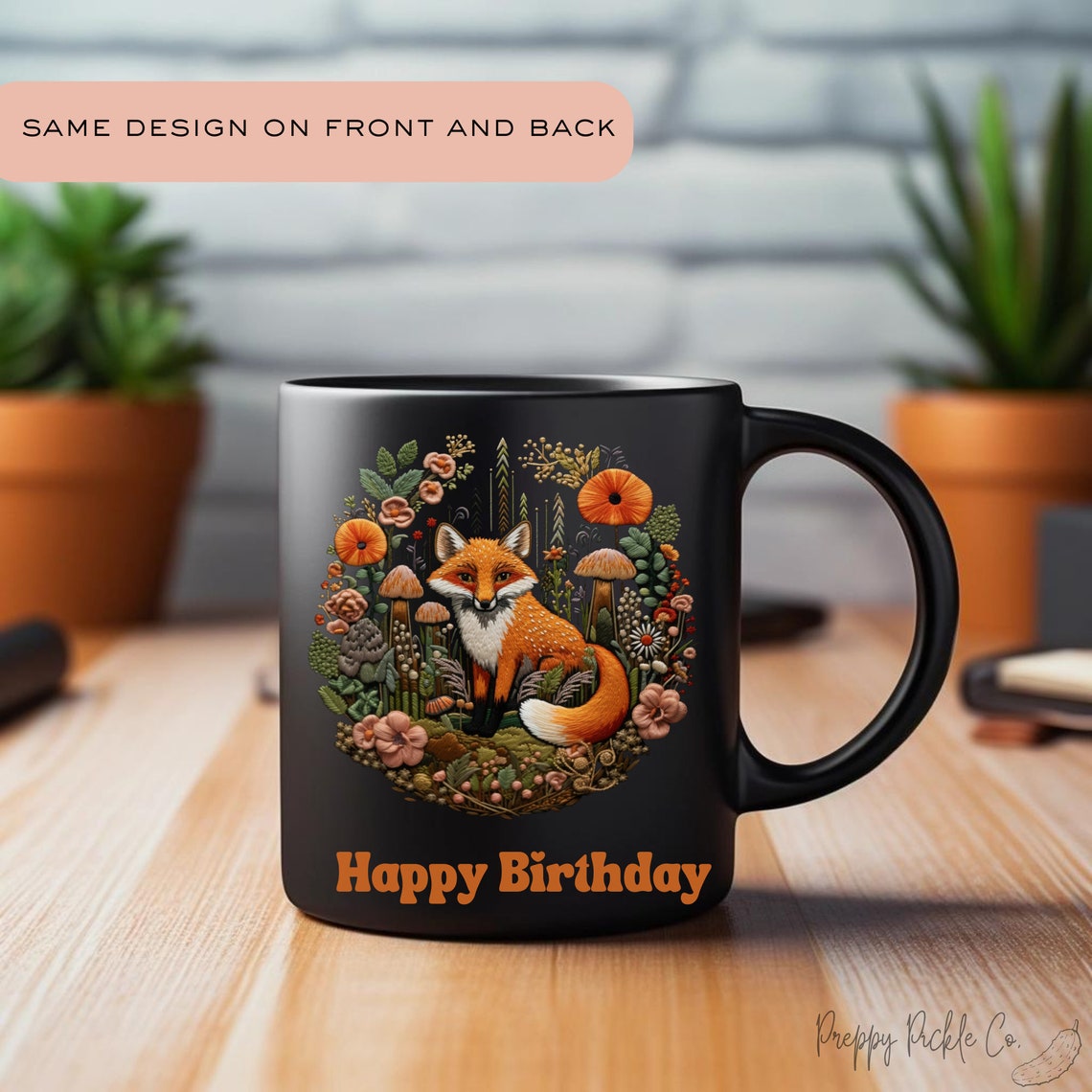 Personalized Red Fox Cottagecore Ceramic Coffee Mug, Handmade Mushroom ...