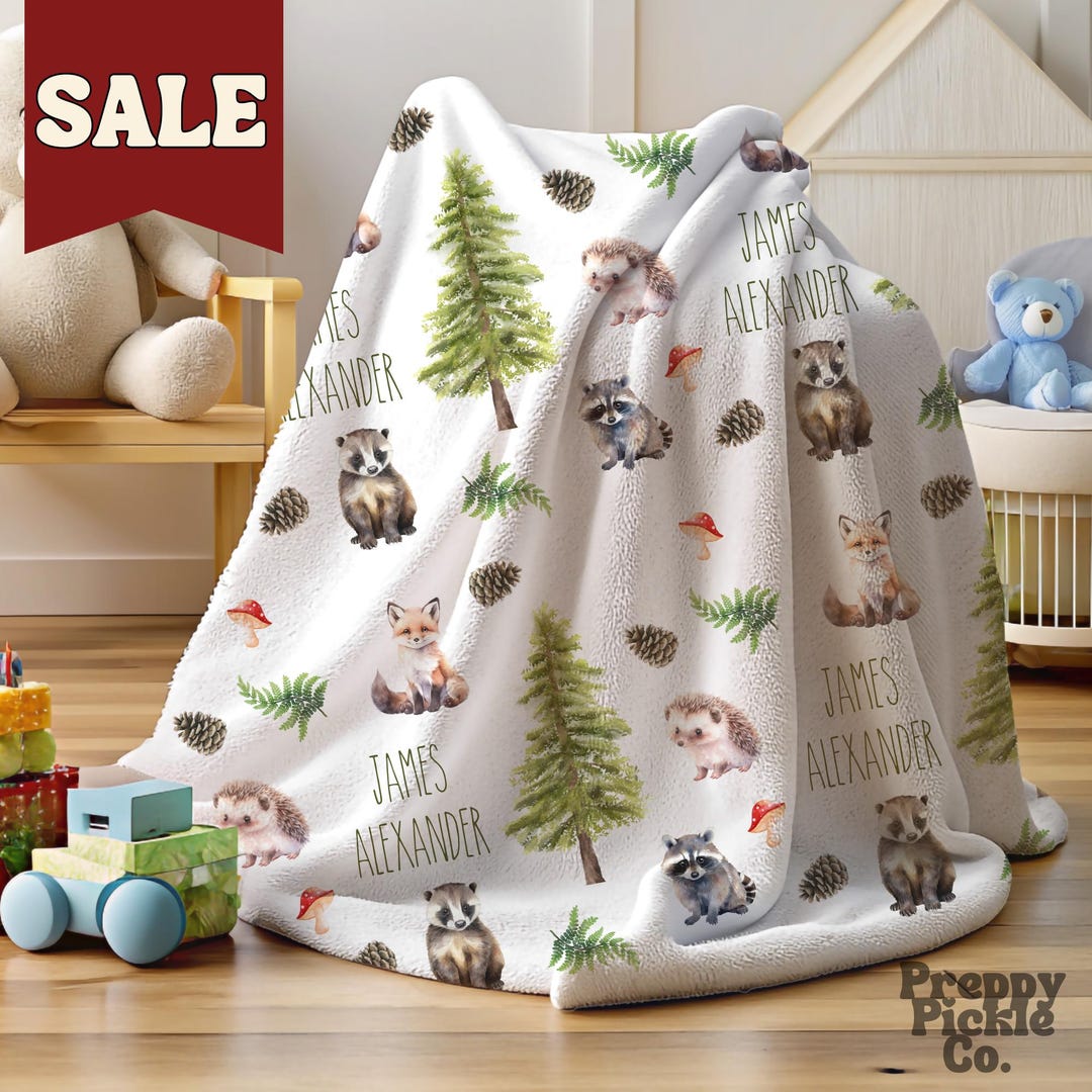 Forest Woodland Baby Blanket Baby Shower Gift Toddler Boy Birthday ...