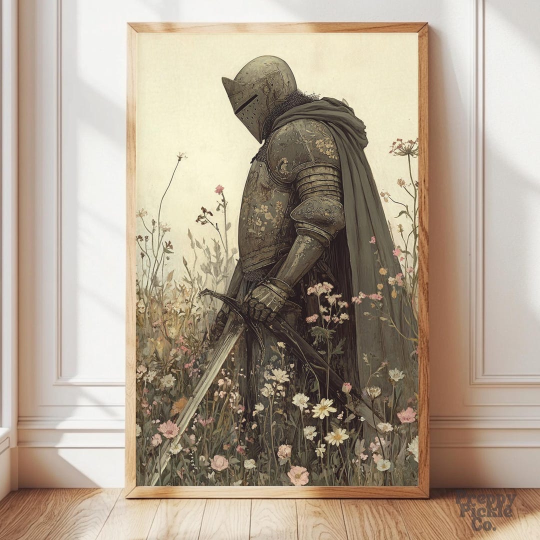 Medieval Knight Wall Art, Fantasy Maximalist Home Decor, Moody Dark ...