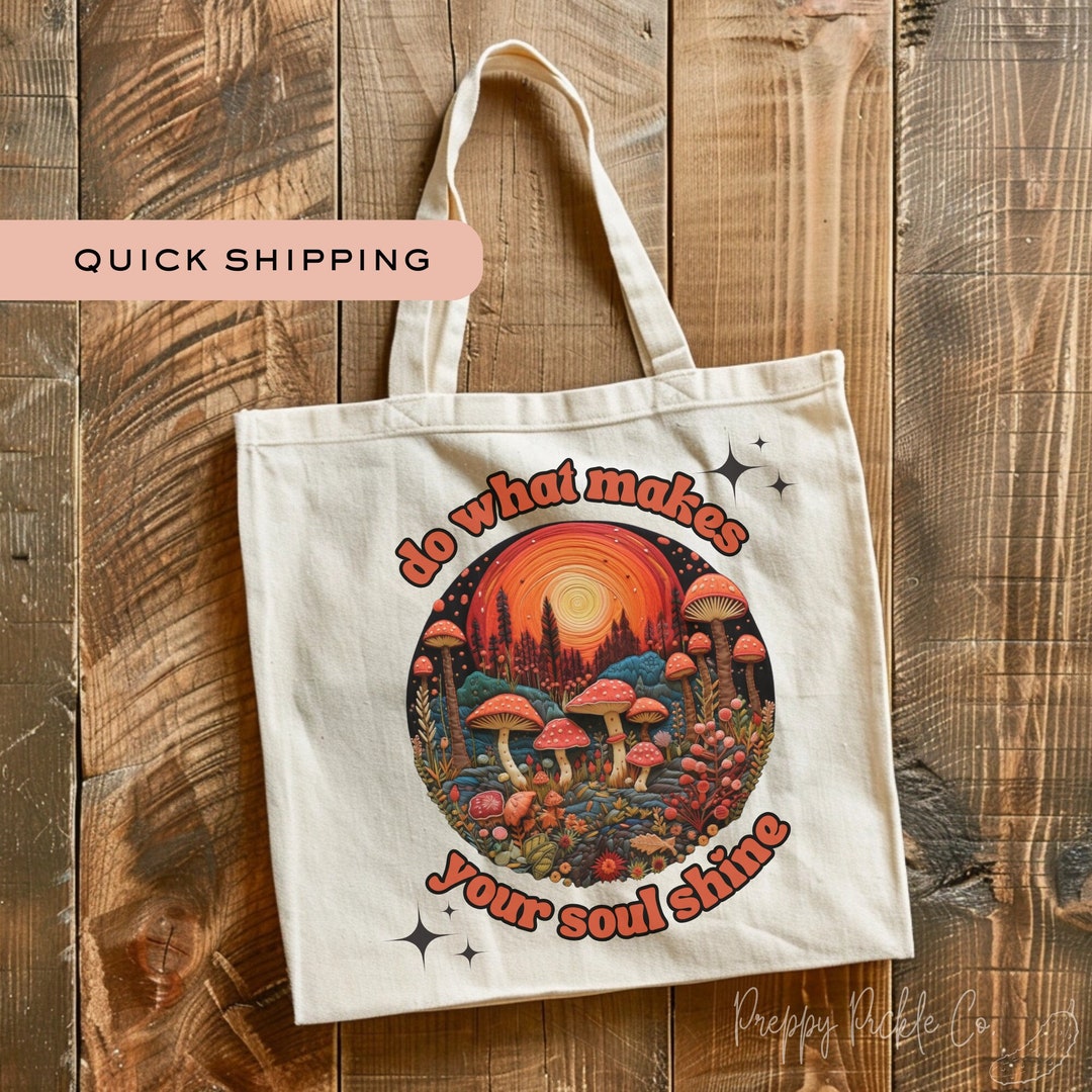 Retro Mushroom Positive Quotes Forestcore Tote or Gift Bag,goblincore ...