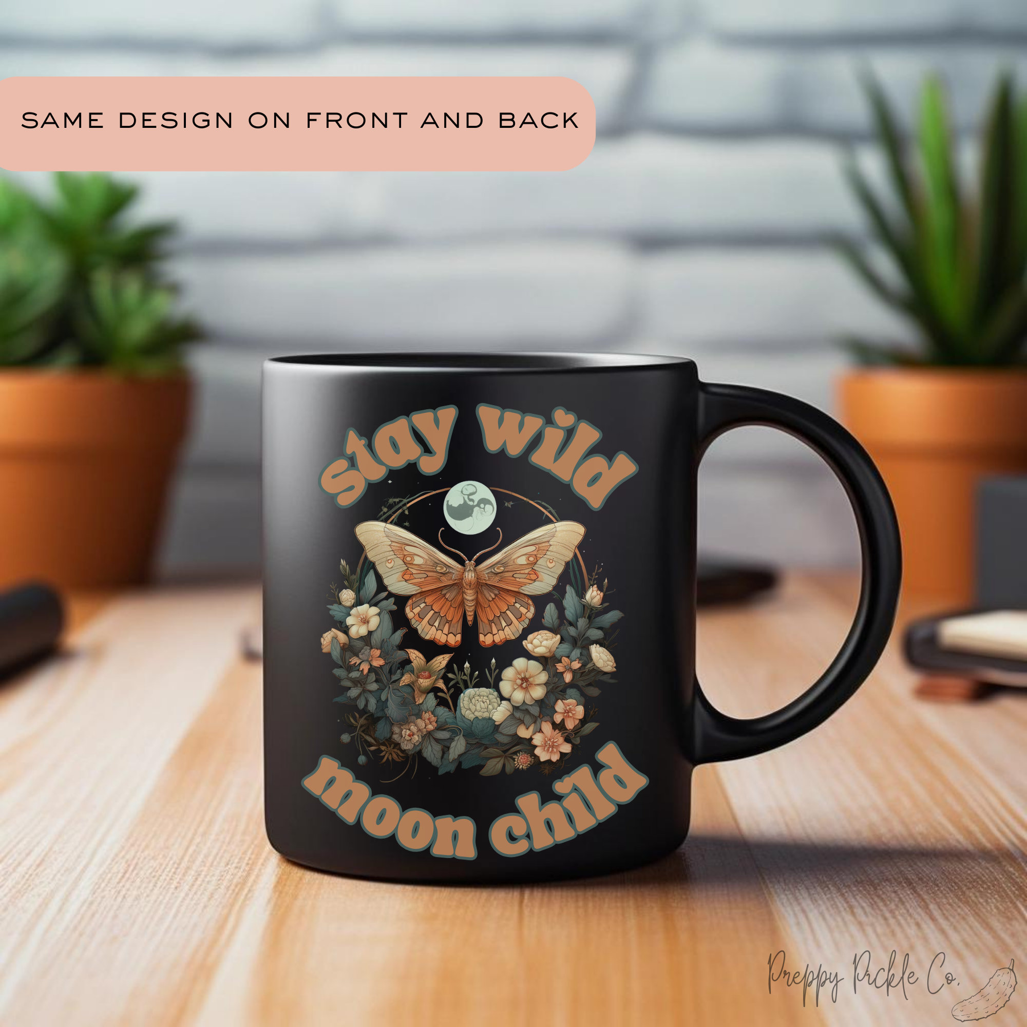 Luna Moth Mug, Boho Wildflowers Cottagecore Coffee Mug, Vintage ...