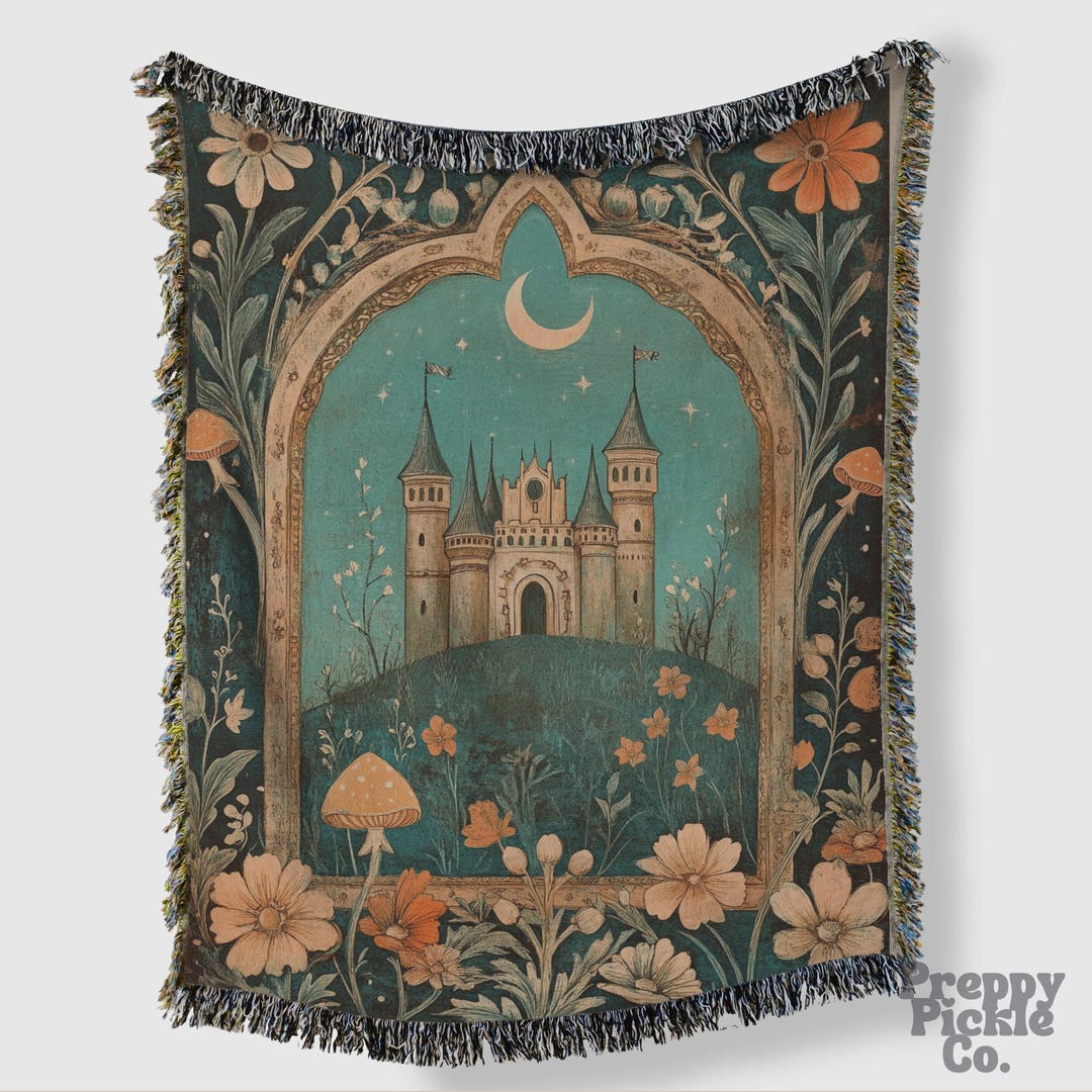 Fairytale Aesthetic Castle Tapestry Blanket, Fairycore Folklore ...