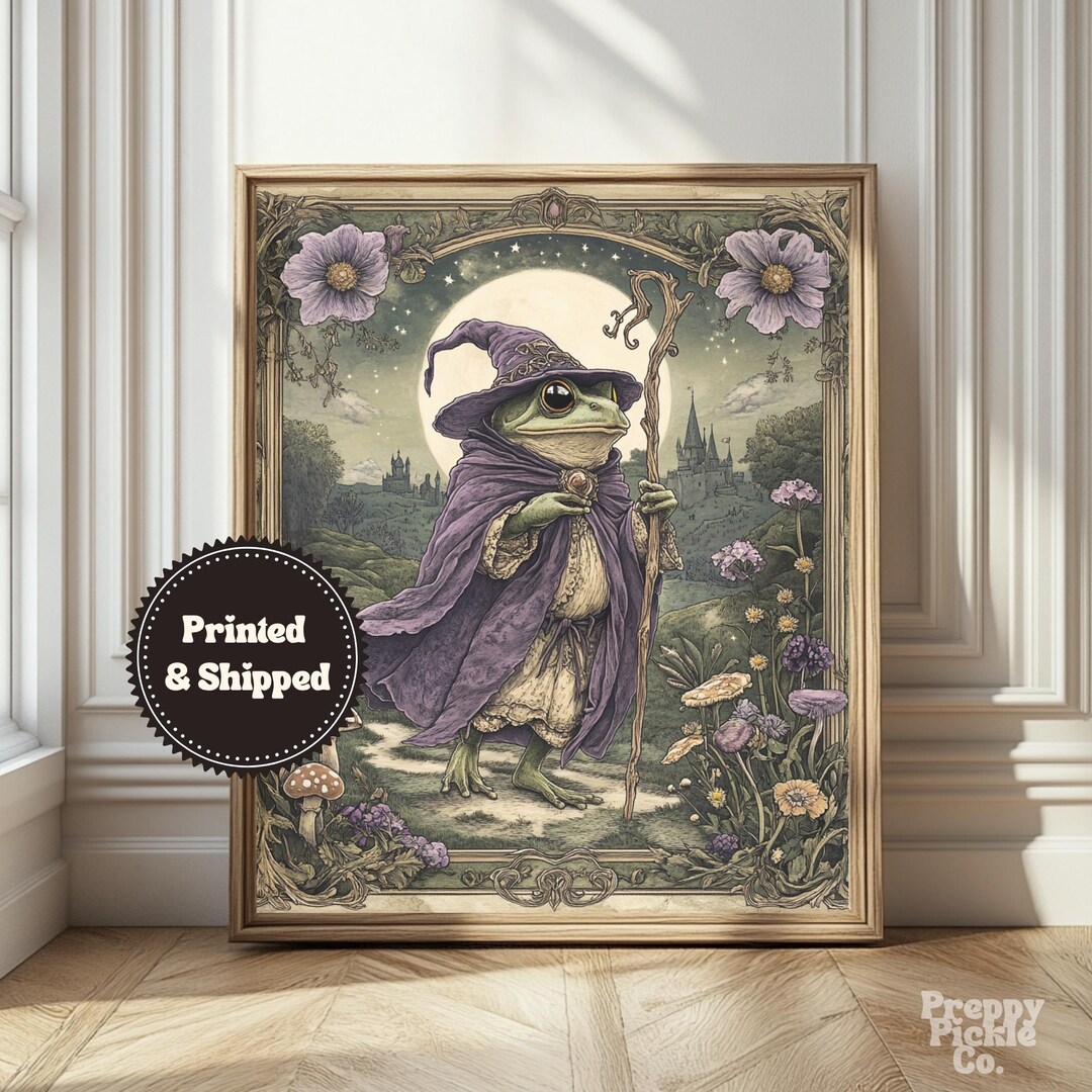Wizard Frog Wall Art, Fantasy Cottagecore Home Decor, Magical Folklore ...