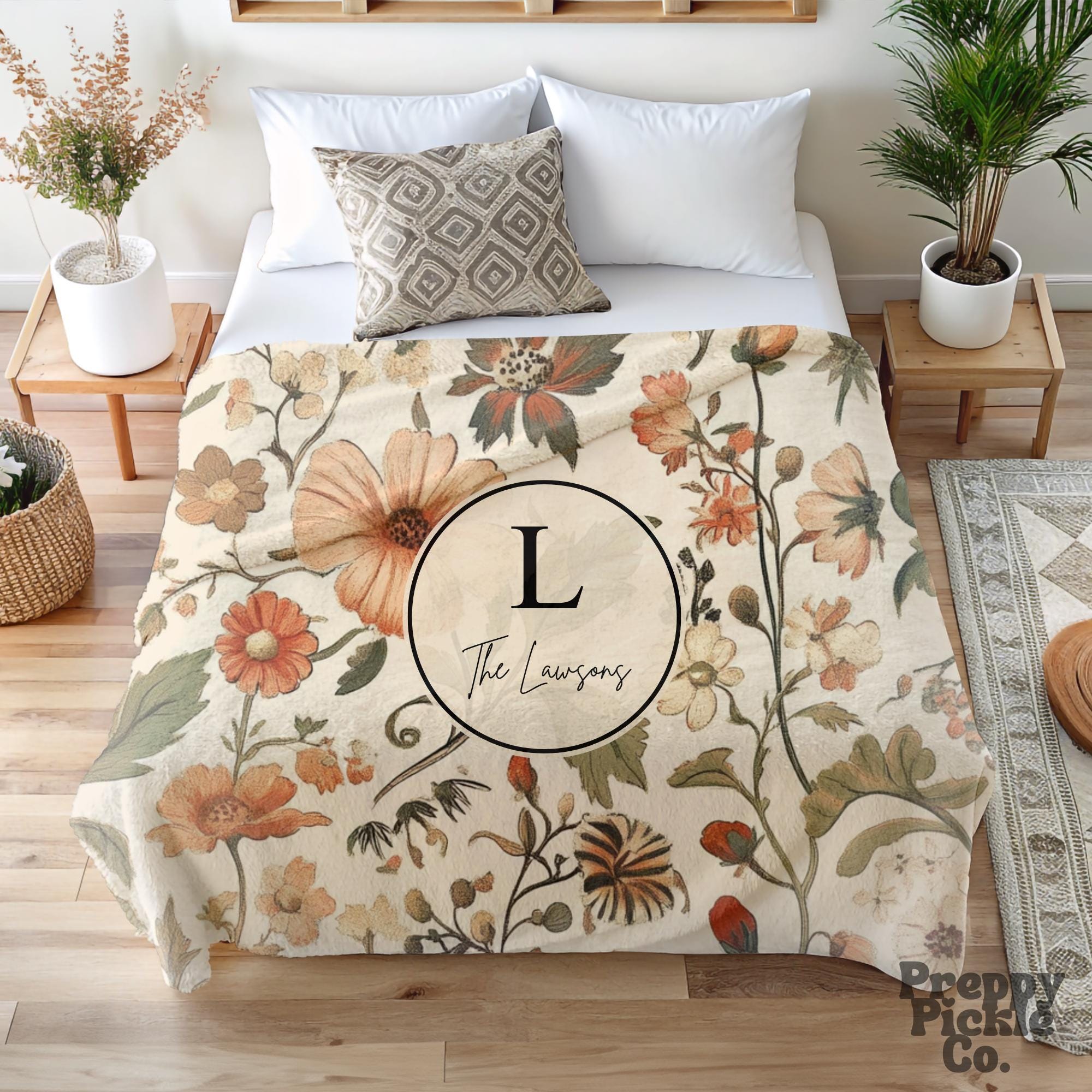 Personalized Family Name Woven Tapestry Blanket, Last Name Initials ...