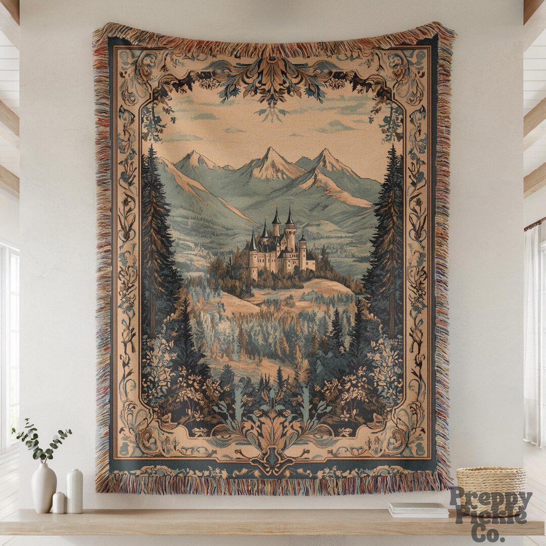Fairytale Aesthetic Castle Tapestry Blanket Fairycore Folklore Inspired ...