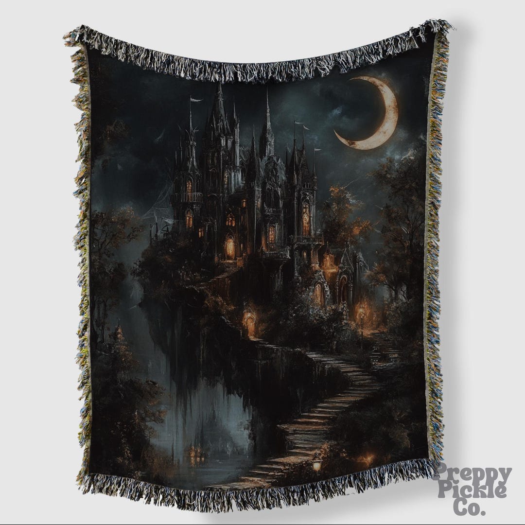 Vampire Castle Woven Blanket, Dark Academia Wall Hanging Tapestry ...