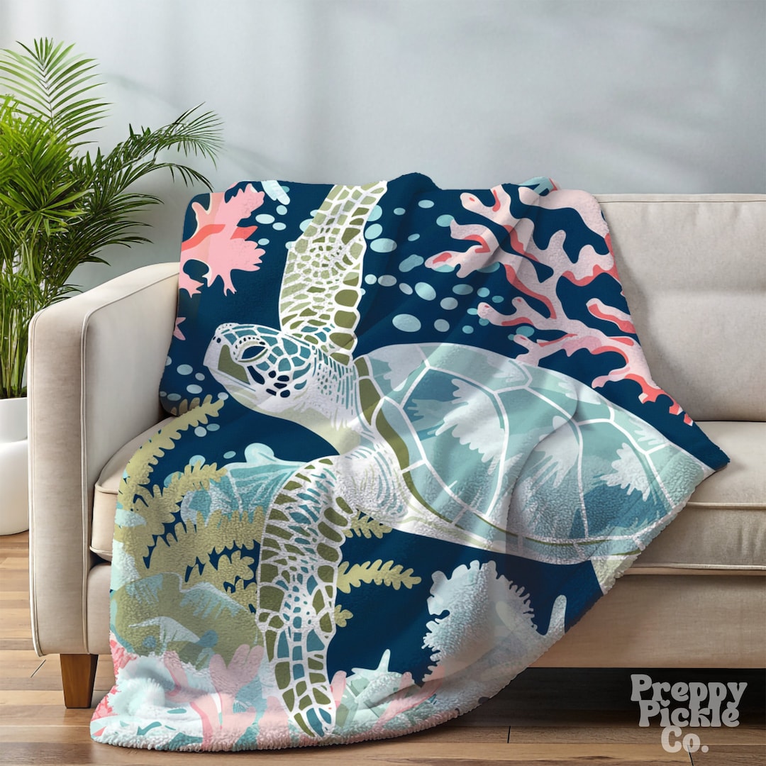 Sea Turtle Blanket, Seaturtle Gift, Sea Turtle Decoration, Turtle ...