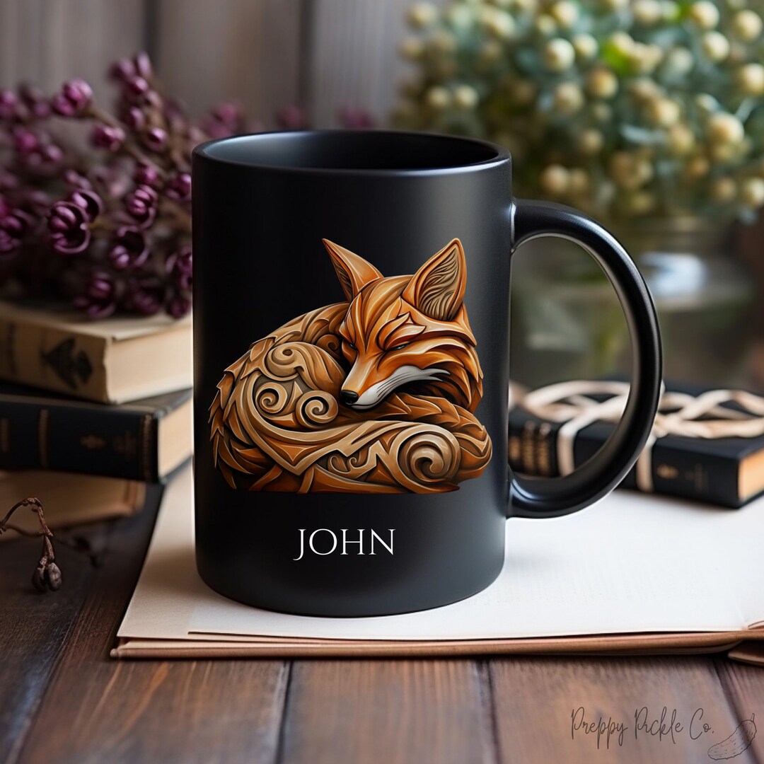 Personalized Celtic Red Fox Sleeping Ceramic Coffee Mug Tea Cup, Custom ...