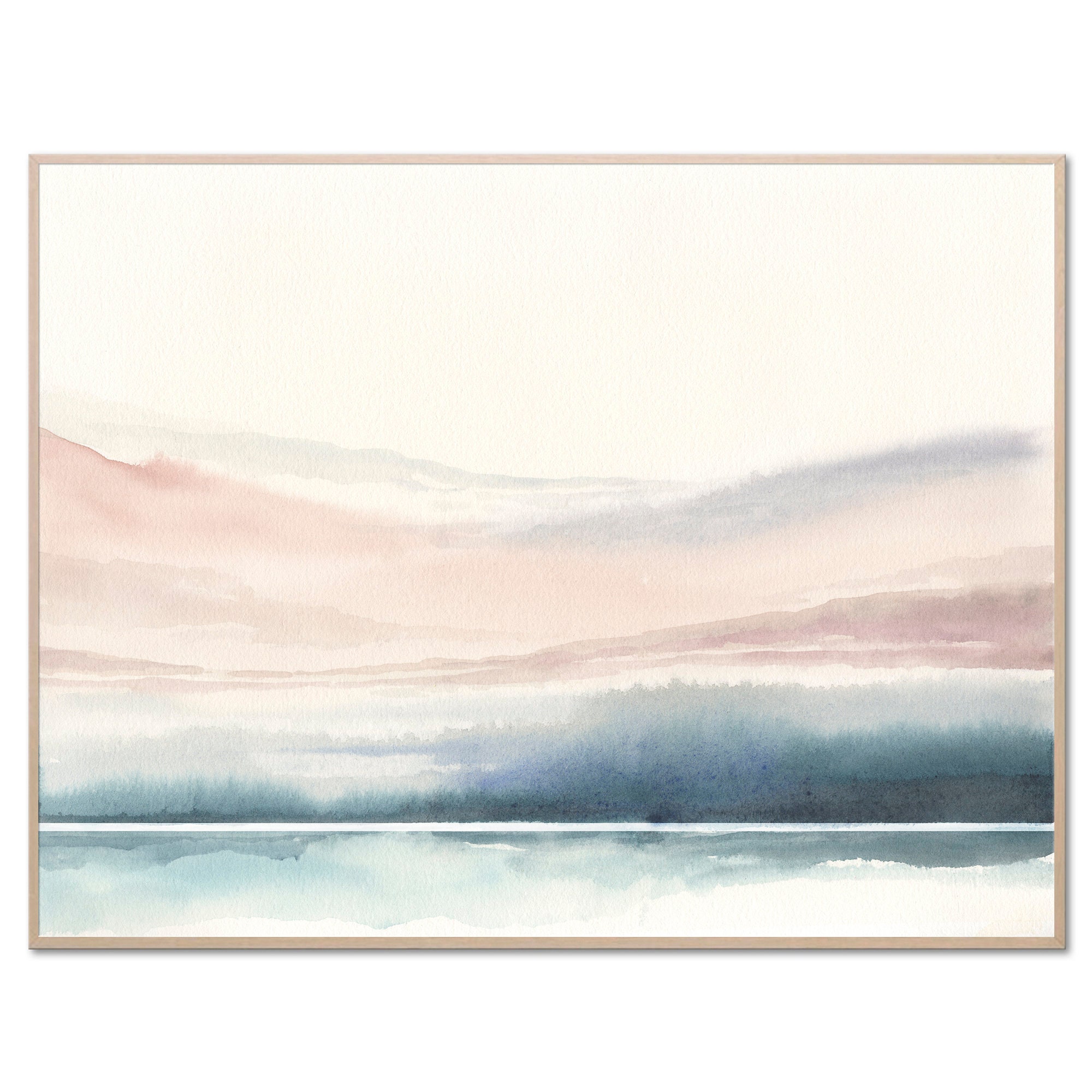Sunrise Lake Print Lake Michigan Watercolor Painting Indiana Abstract ...