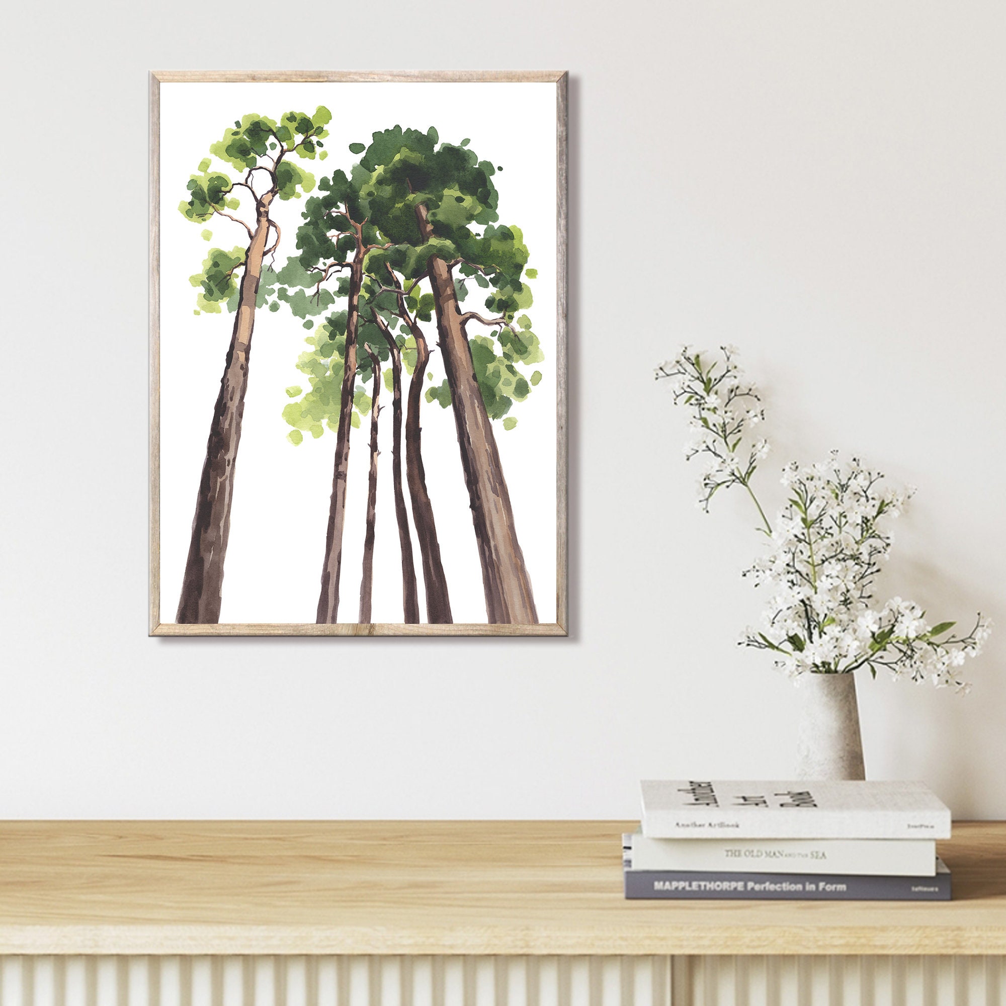 Pine Trees Art Print Spruce Trees Watercolor Painting - Etsy