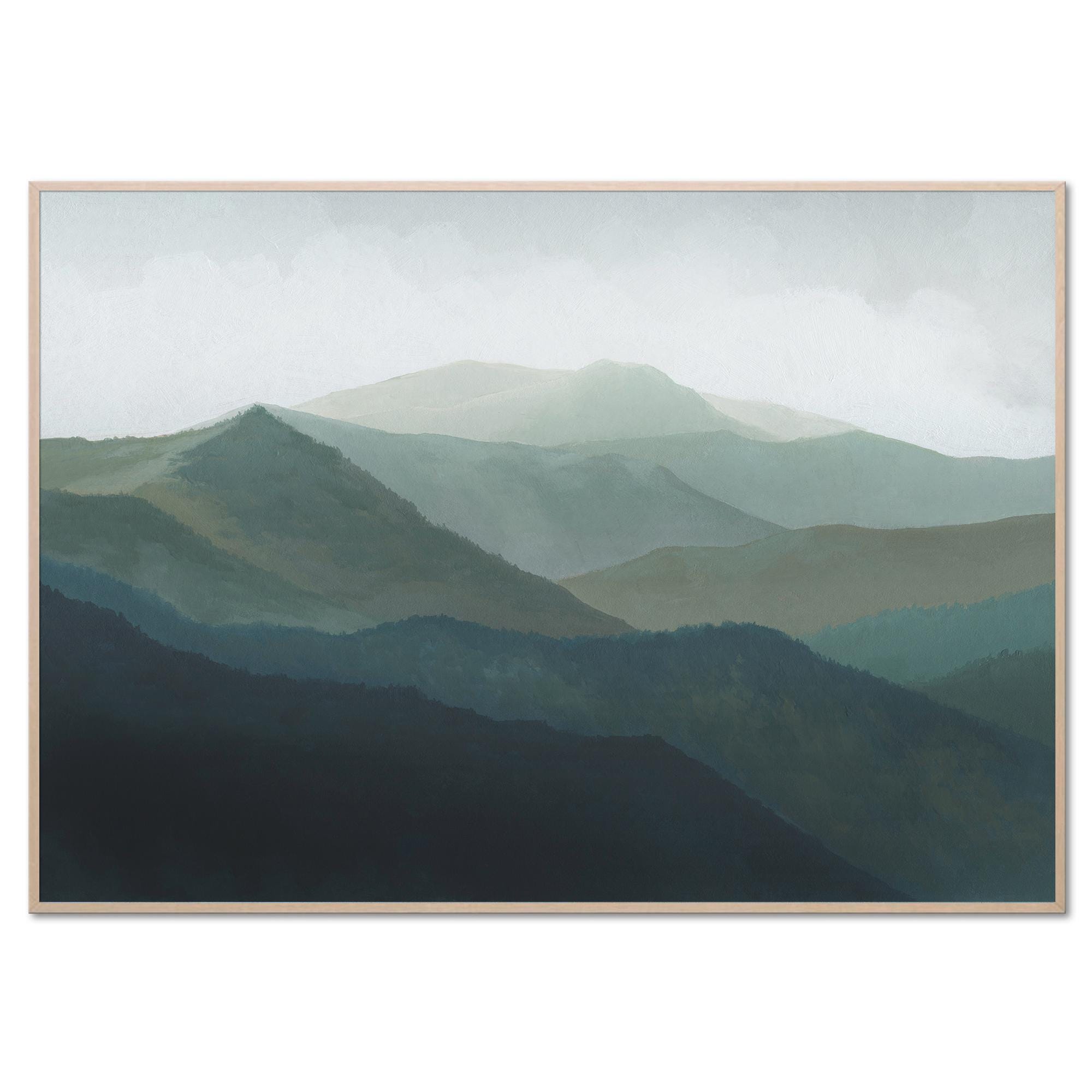 Blue Ridge Mountains Art Print Minimalist Landscape Oil Painting Sage ...