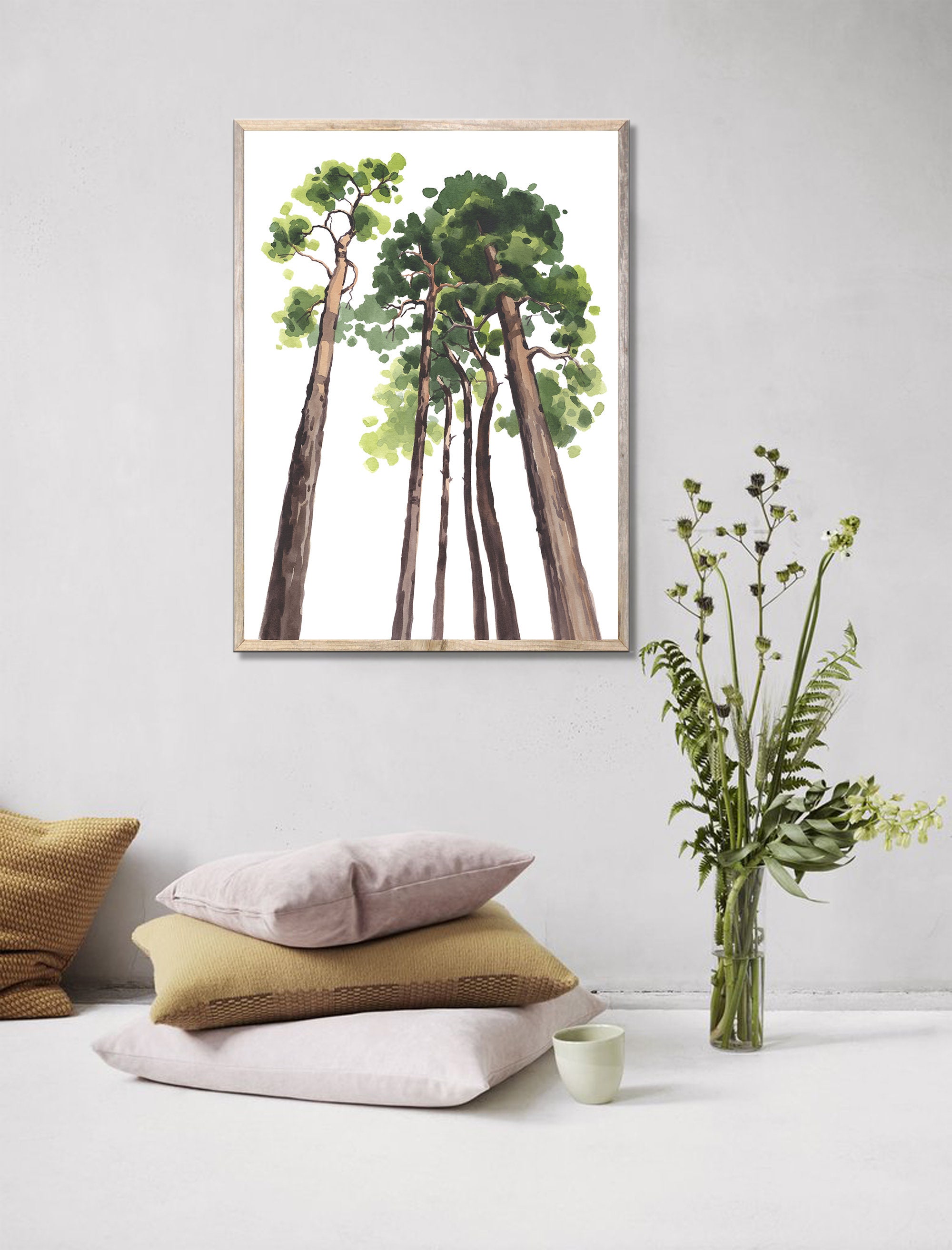 Pine Trees Art Print Spruce Trees Watercolor Painting - Etsy