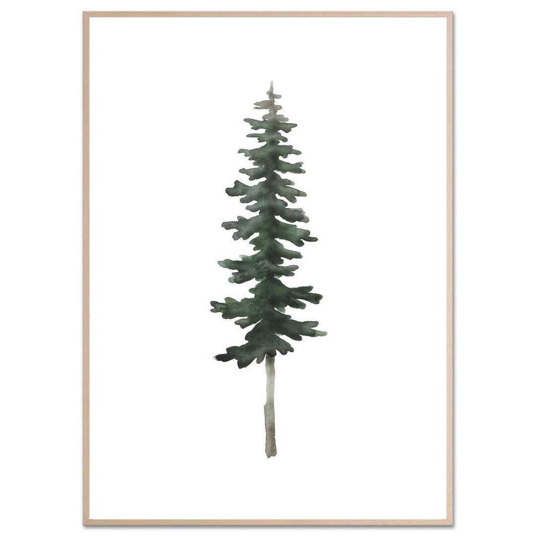 Evergreen Tree Art Print Christmas Tree Watercolor Painting Pine Tree ...