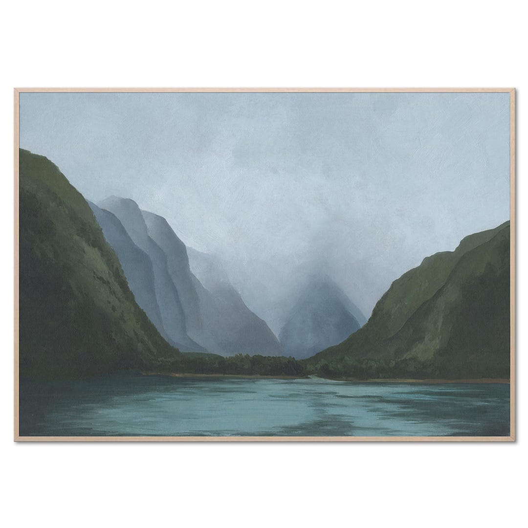 Milford Sound Art Print Mountain Lake Oil Painting New Zealand ...