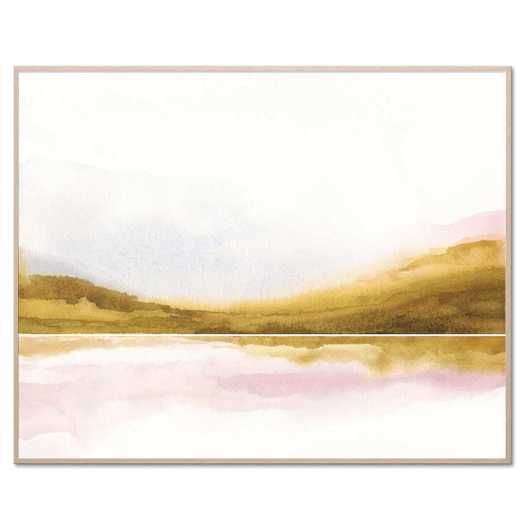 Terracotta Mountains Lake Art Print Idaho Landscape Watercolor Painting ...