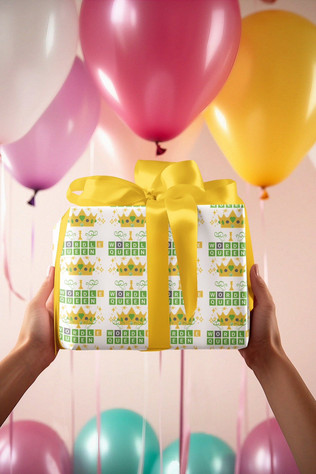Wordle Queen Funny Birthday and Christmas Holiday Gift Wrapping Papers ...