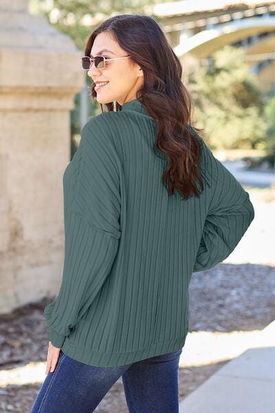 Basic Bae Full Size Ribbed Exposed Seam Mock Neck Knit Top - Etsy